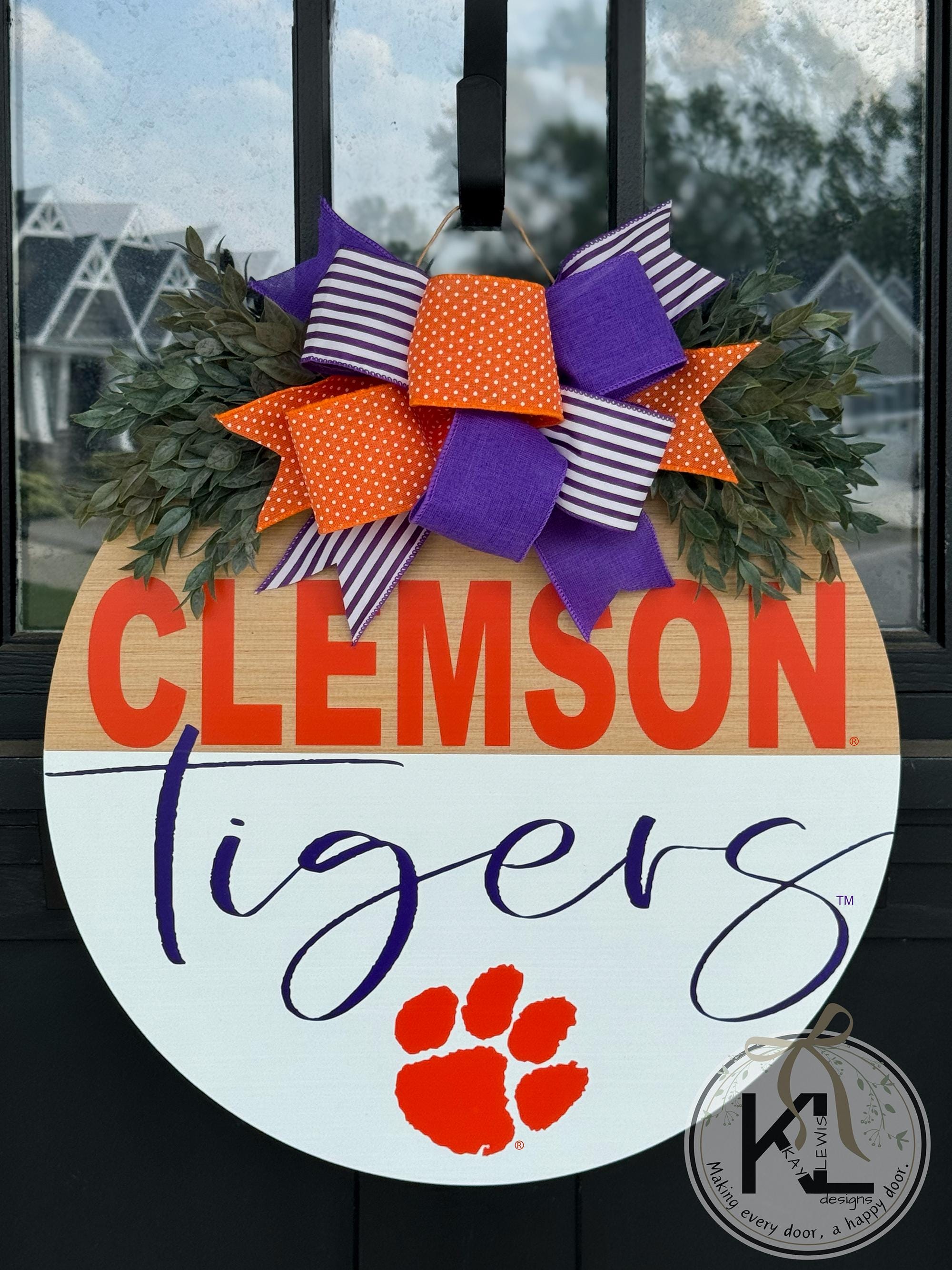 Clemson Front Door Decor | Clemson Sign | Clemsonwreath | Football Door ...