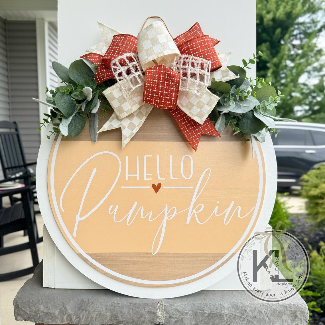 Fall Front Door Decor | Fall Sign | Fall Wreath | Hello Pumpkin | Fall ...