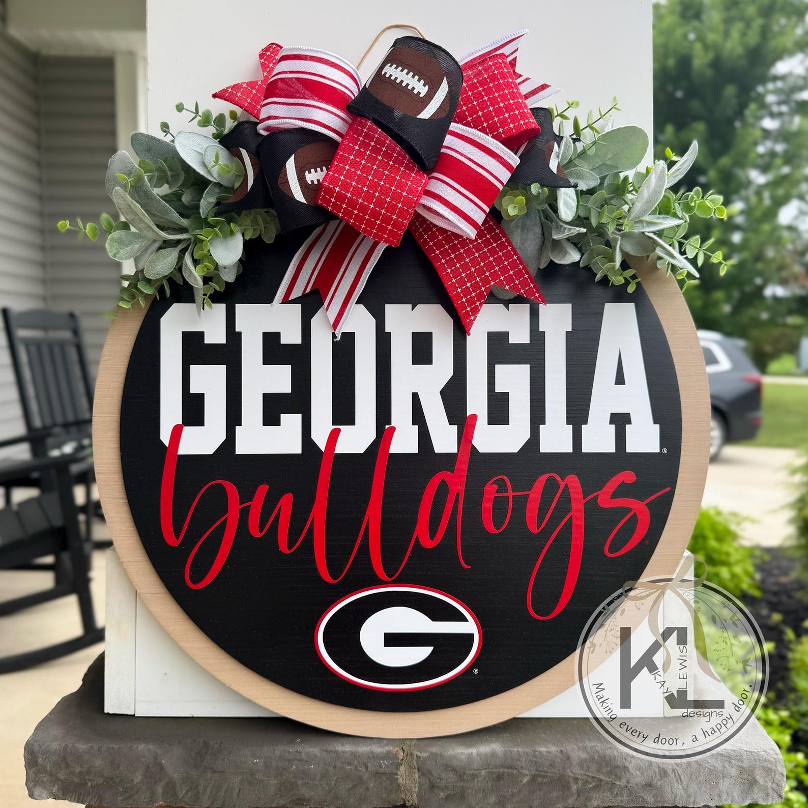 Georgia Door Wreath | Front Door Decor | UGA Door Hanger | Front Door ...