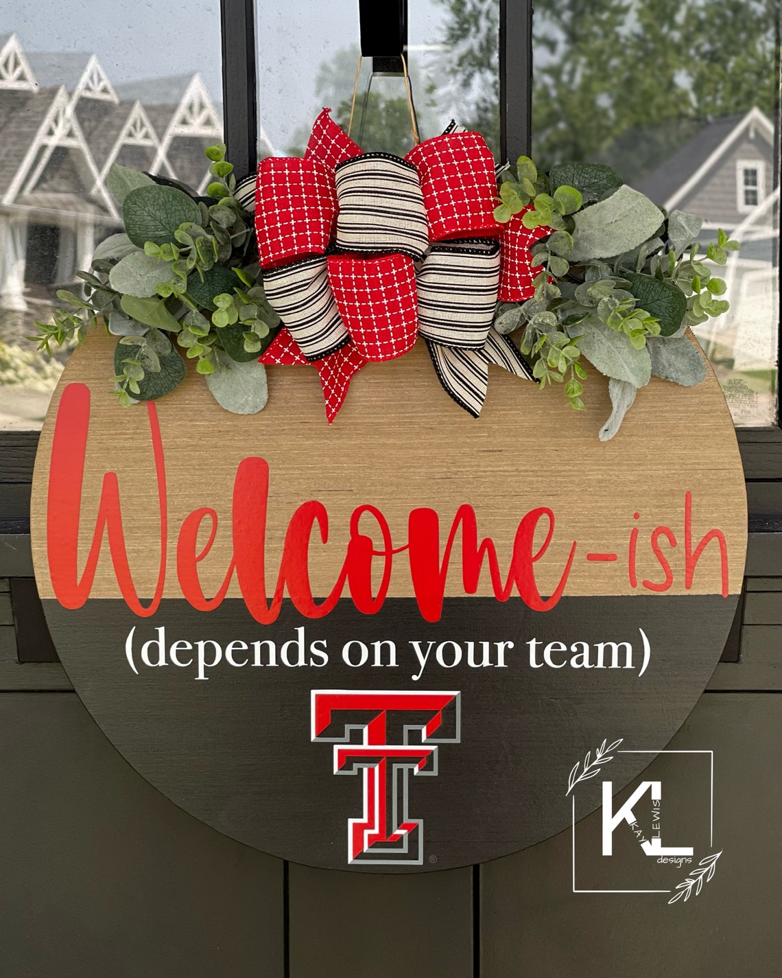 Texas Tech Front Door Decor | Wreck 'em Sign | Texas Raiders Wreath ...