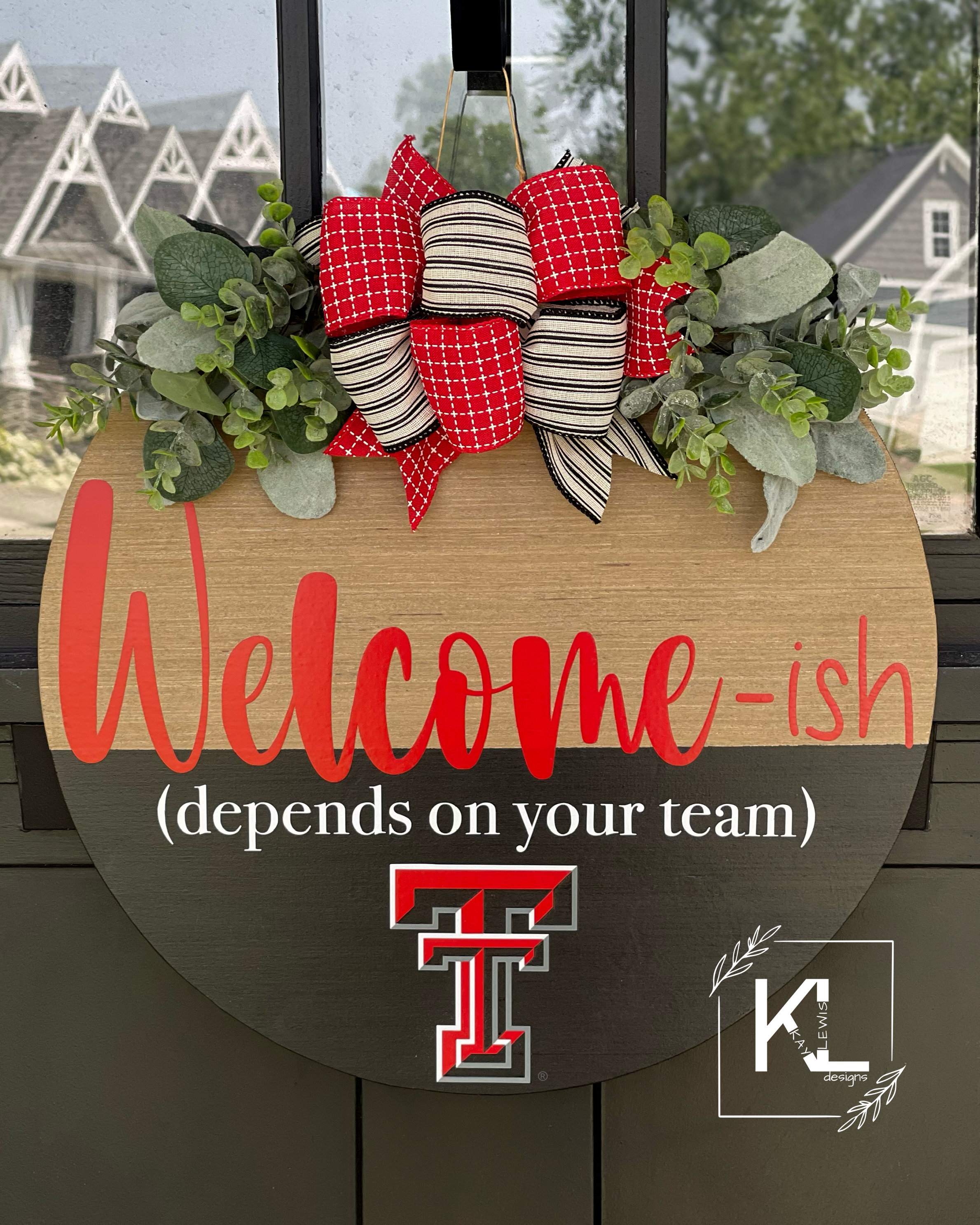 Texas Tech Front Door Decor | Wreck 'em Sign | Texas Raiders Wreath ...