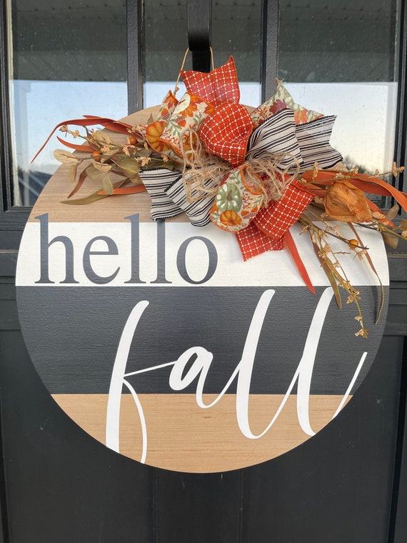 Hello Fall Door Hanger Fall Decor Front Door Decor Fall - Etsy
