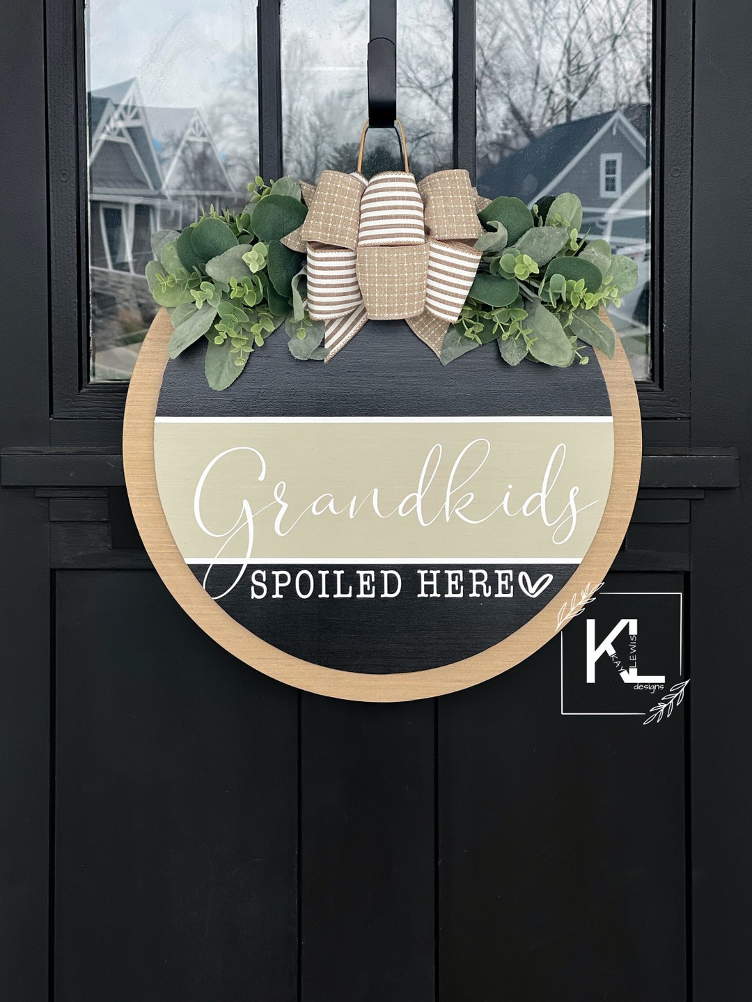 Grandparents Front Door Sign | Front Door Wreath | Grandkids Spoiled ...