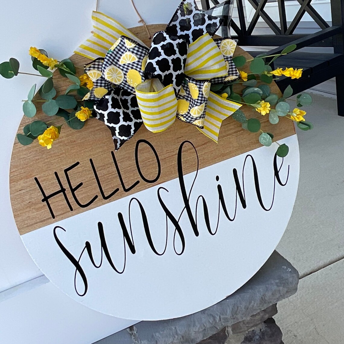 Hello Sunshine Door Hanger Lemon Front Door Decor Lemon - Etsy