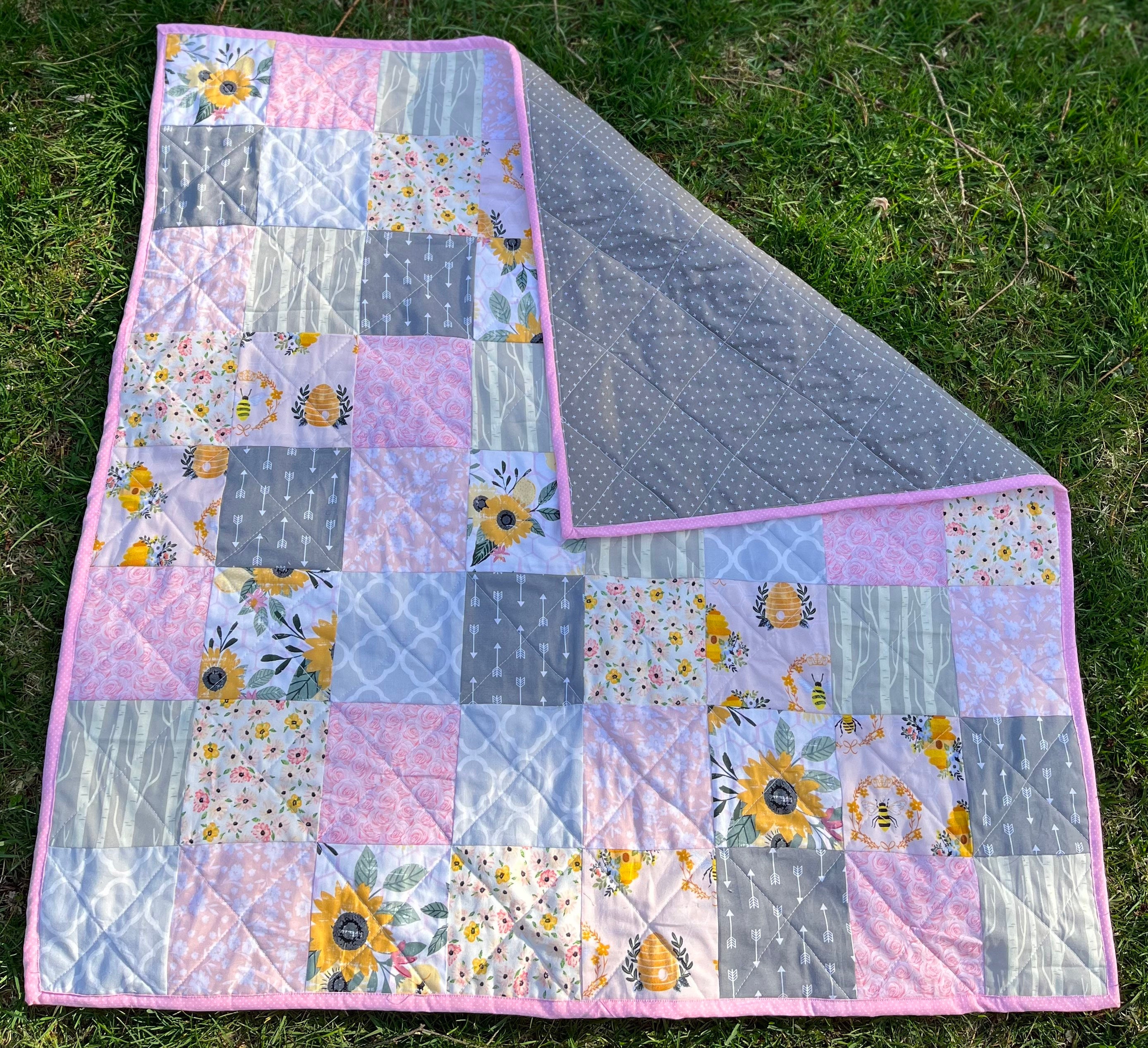 Modern Baby Girl Sunflower Patchwork Quilt Baby Girl - Etsy