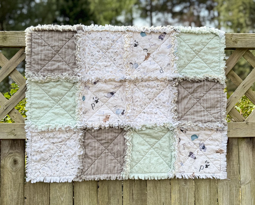Baby Boy Zoo Animal Rag Quilt, Baby Boy Rag Quilt, Baby Boy Baby Quilt ...