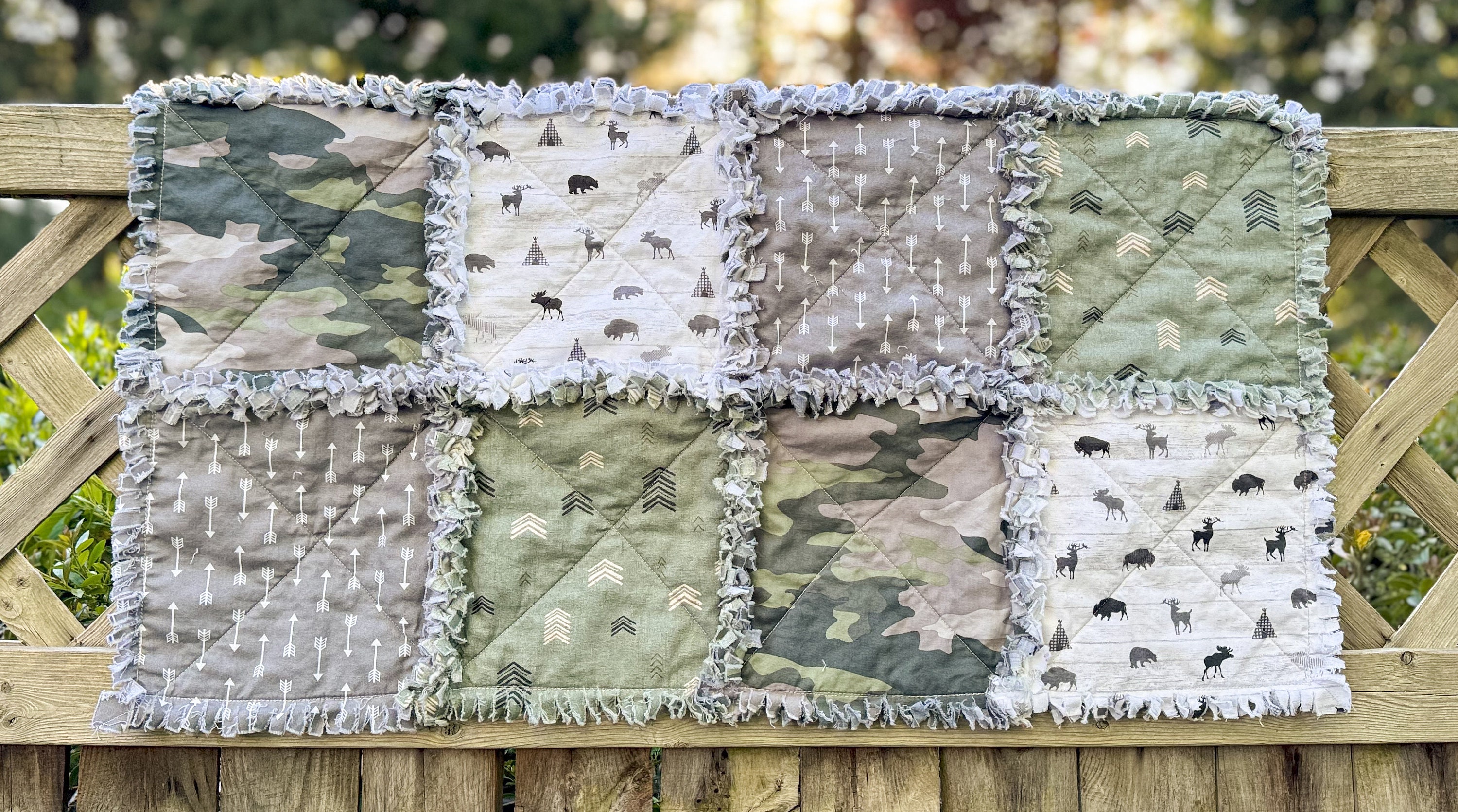 Baby Boy Camo Woodland Rag Quilt, Baby Boy Rag Quilt, Woodland Quilt ...