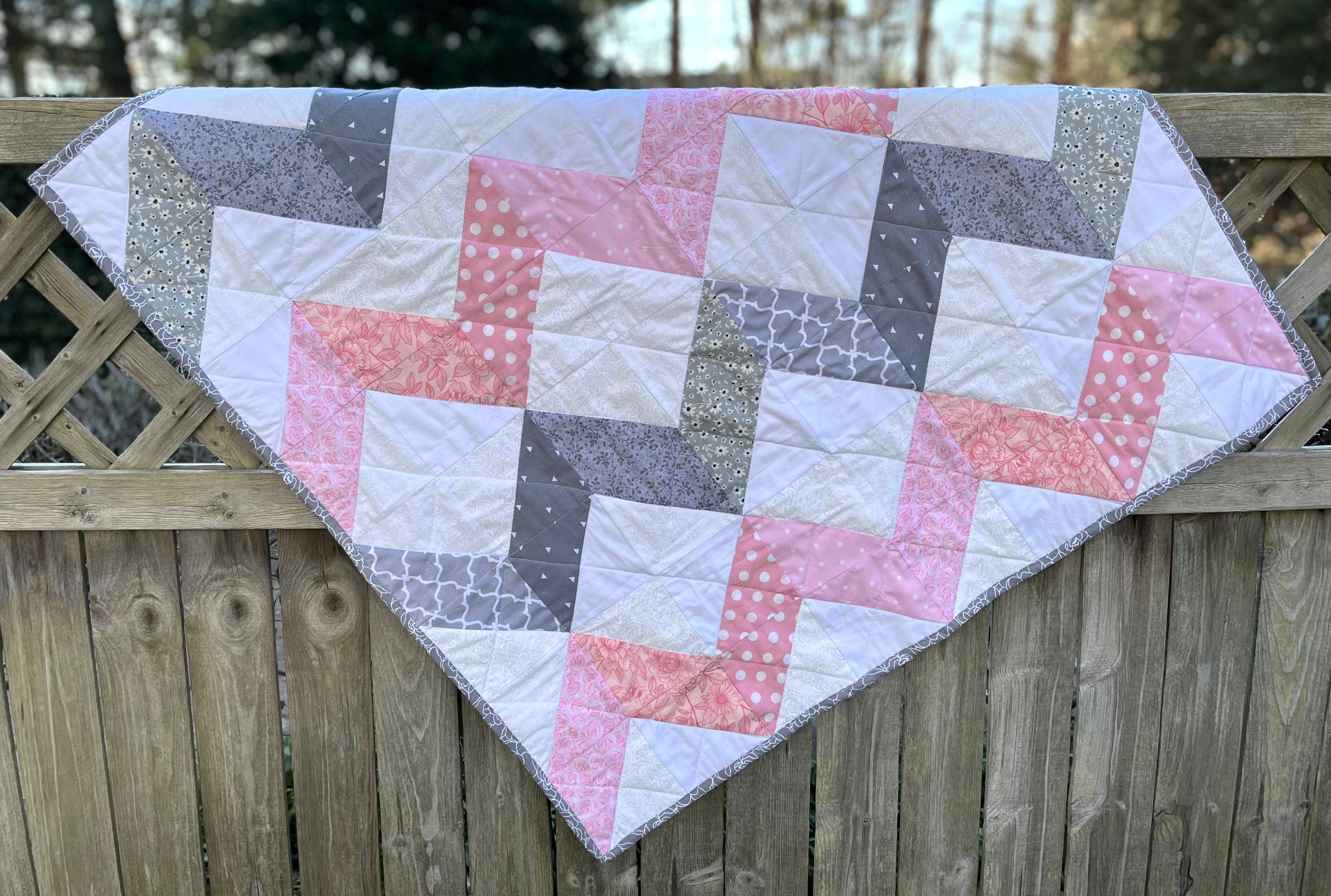 Modern Baby Girl Patchwork Quilt, Modern Patchwork Quilt, Modern Quilt ...