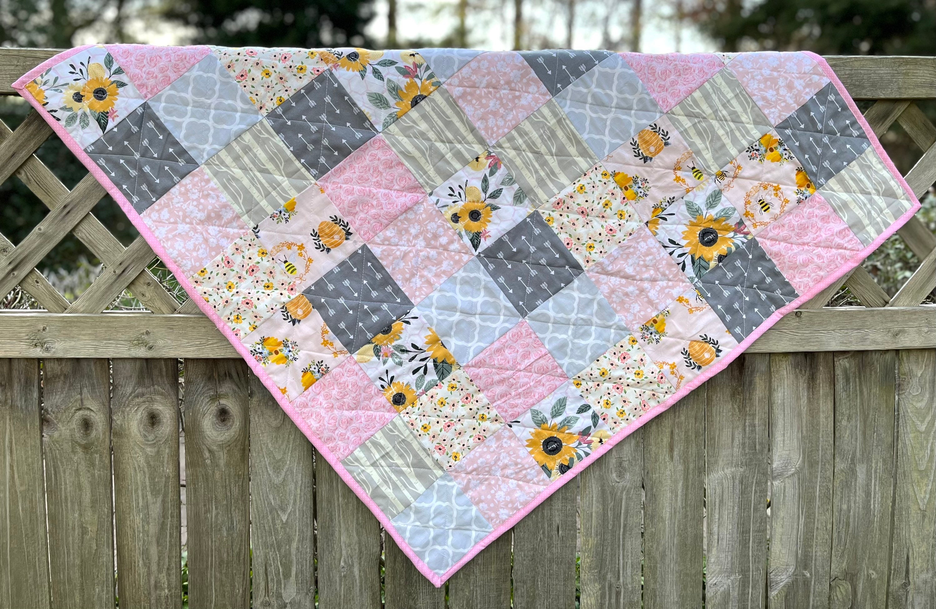 Modern Baby Girl Sunflower Patchwork Quilt Baby Girl - Etsy