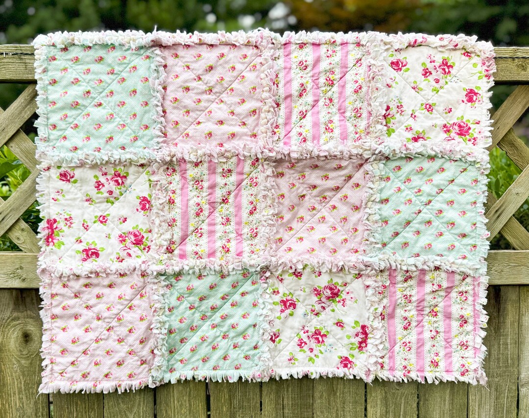 Shabby Chic Baby Girl Rag Quilt, Shabby Chic Rag Quilt, Shabby Chic ...