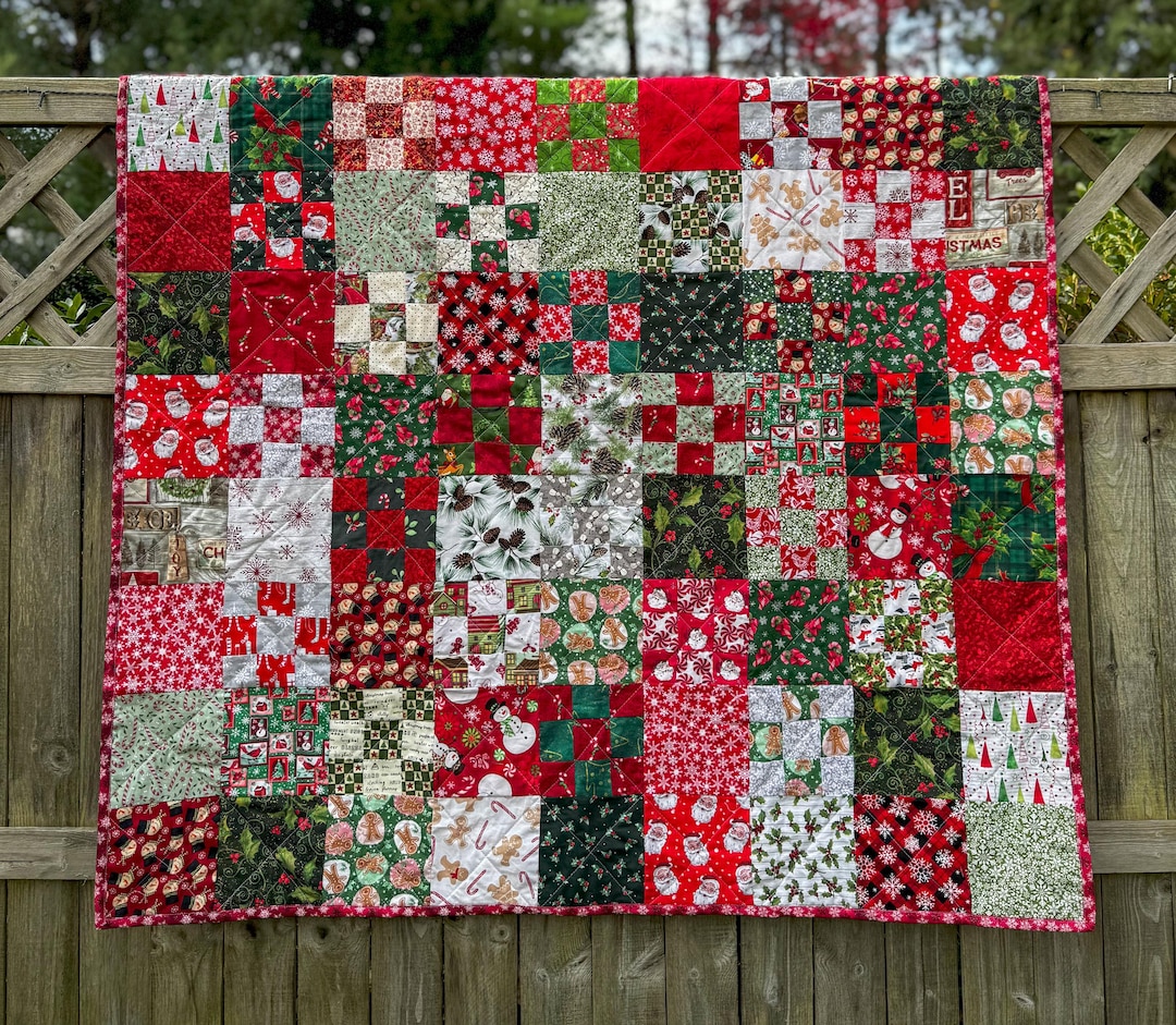 Christmas Patchwork Quilt, Christmas Quilt, Christmas Throw Quilt, Quilt, Throw Quilt, Patchwork ...