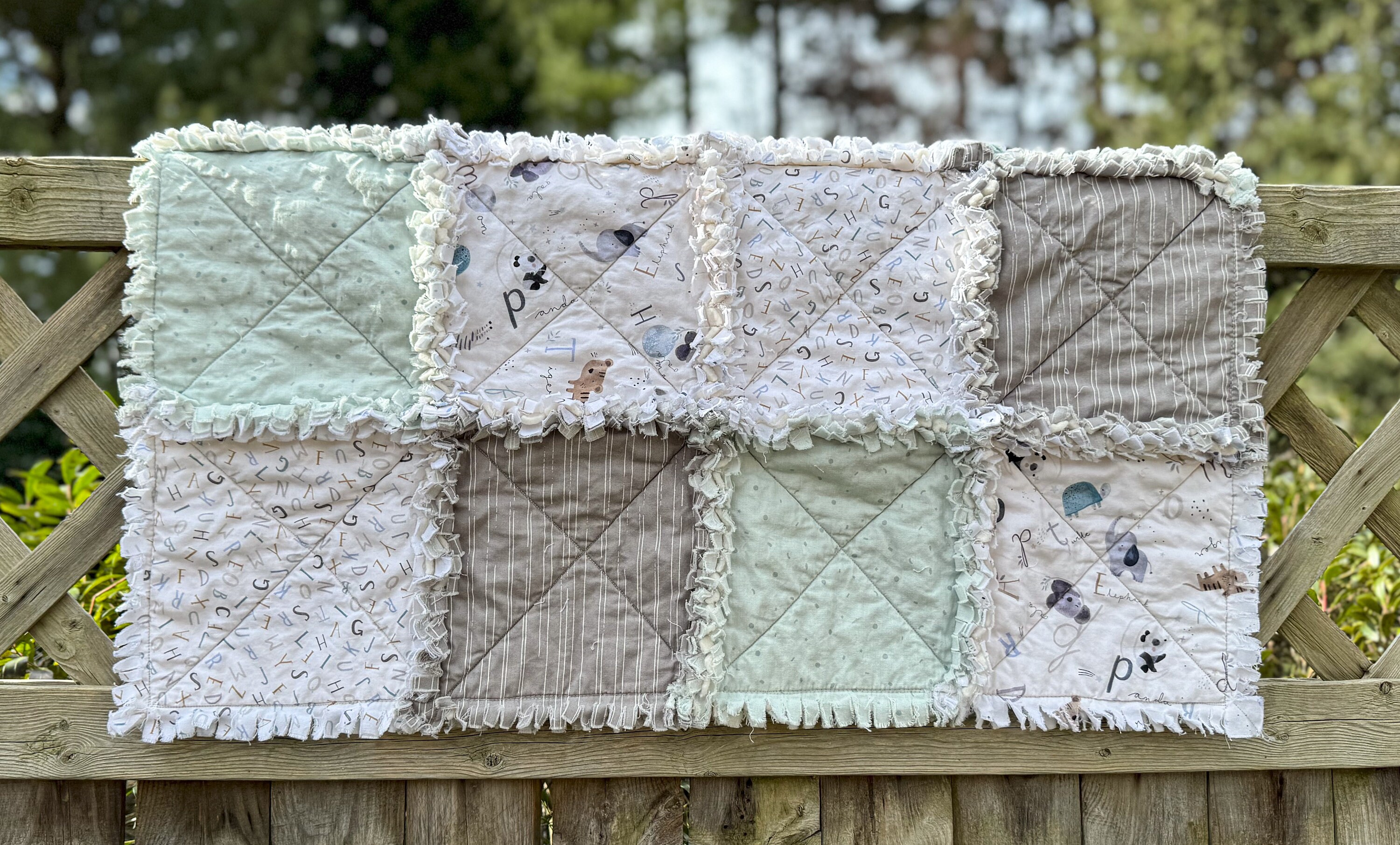 Baby Boy Zoo Animal Rag Quilt, Baby Boy Rag Quilt, Baby Boy Baby Quilt ...