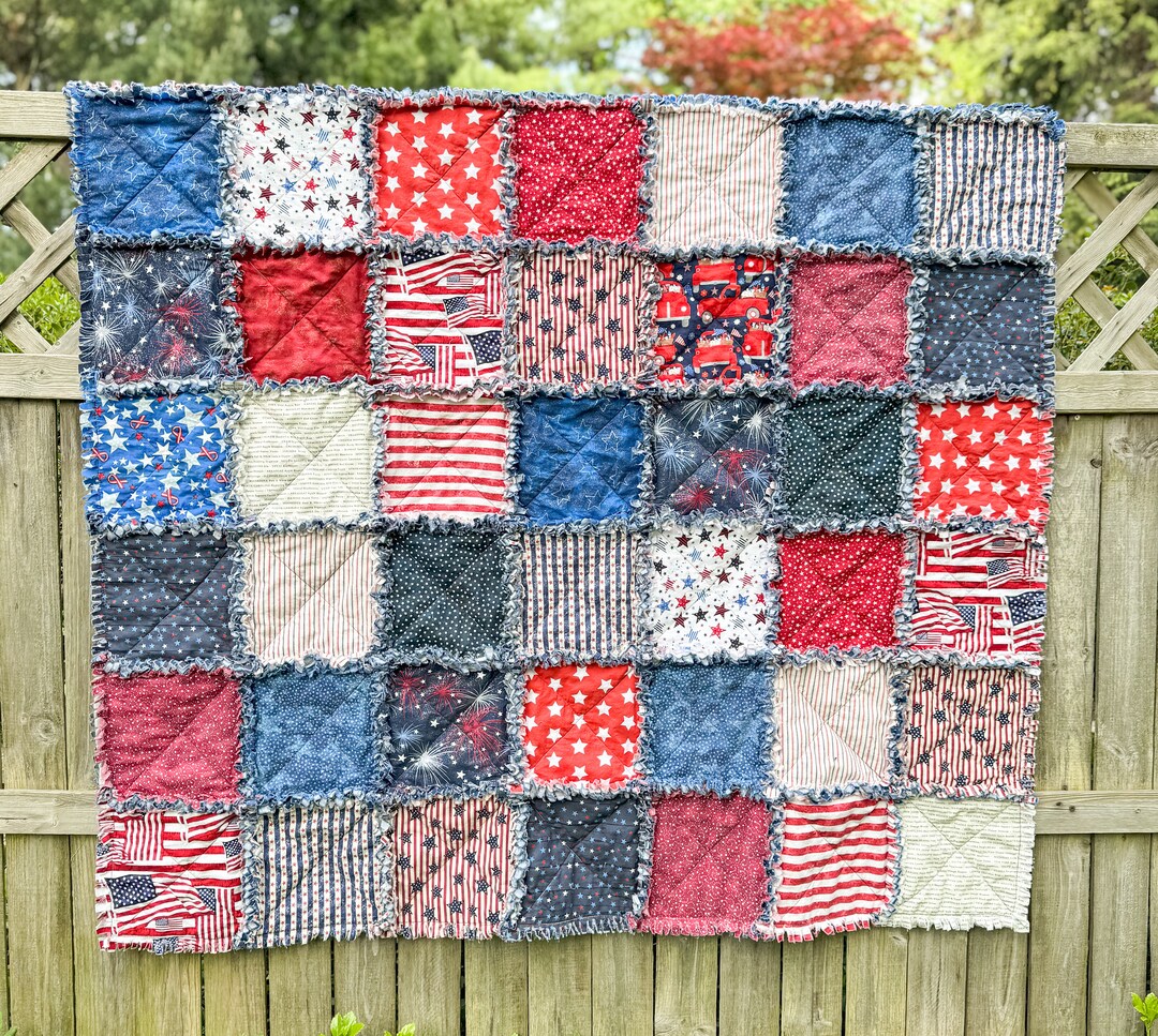 Patriotic Rag Quilt, USA Rag Quilt, Rag Quilt, Quilt, Throw Rag Quilt ...