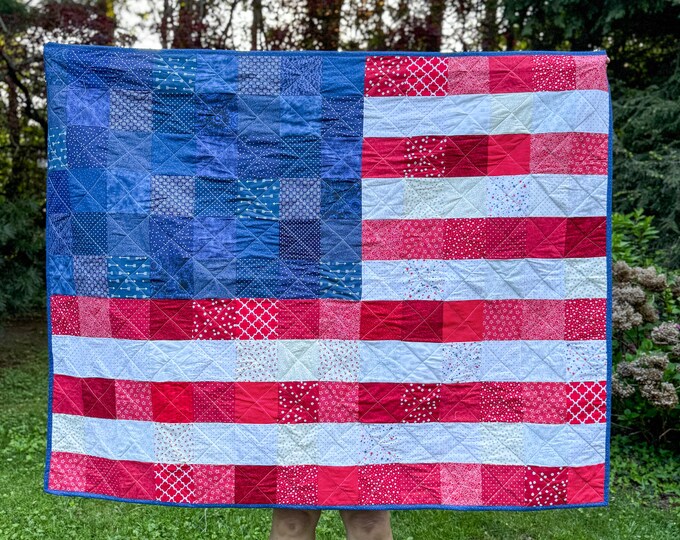 Patriotic Flag Quilt, Patchwork Flag Quilt, American Flag Quilt, Flag Quilt, Quilt - Etsy