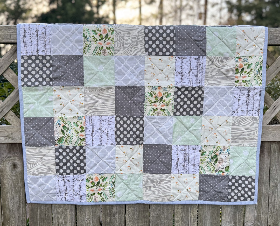 Baby Boy Woodland Patchwork Quilt, Woodland Patchwork Quilt, Woodland ...