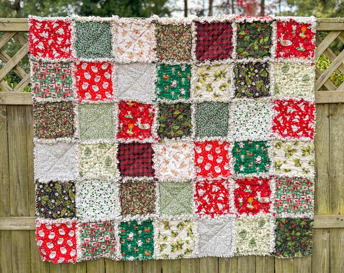 Christmas Rag Quilt, Christmas Throw Rag Quilt, Rag Quilt, Christmas ...