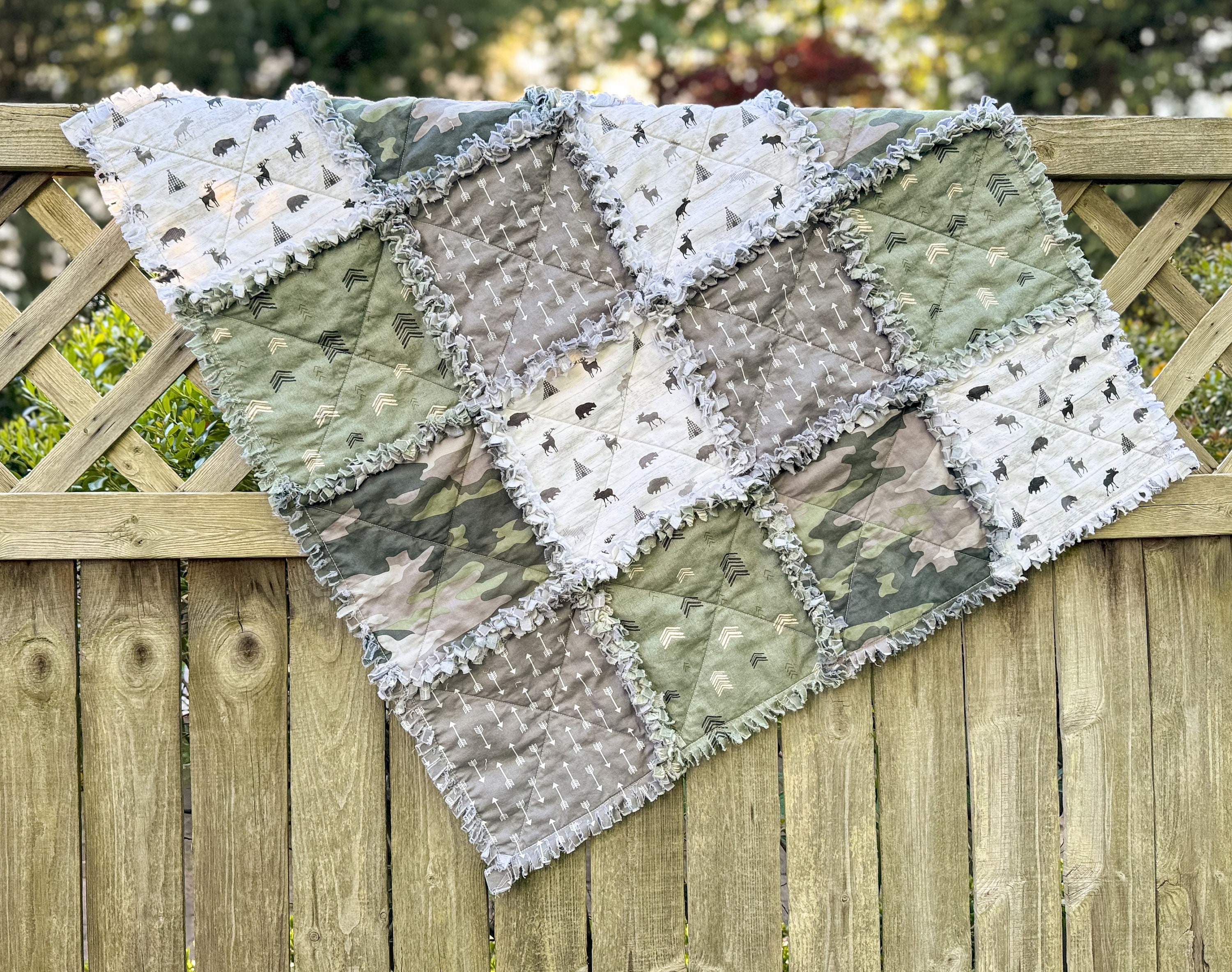 Baby Boy Camo Woodland Rag Quilt, Baby Boy Rag Quilt, Woodland Quilt ...