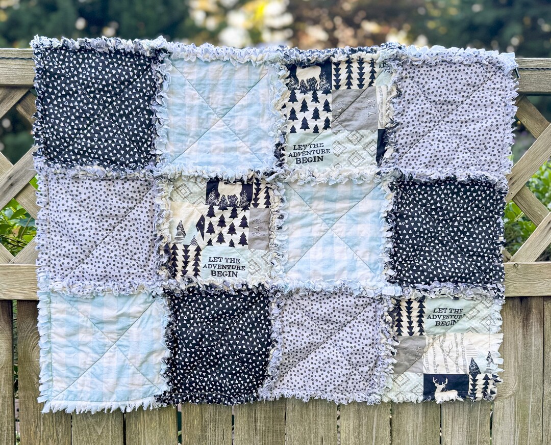 Baby Boy Woodland Adventure Rag Quilt, Adventure Rag Quilt, Woodland ...