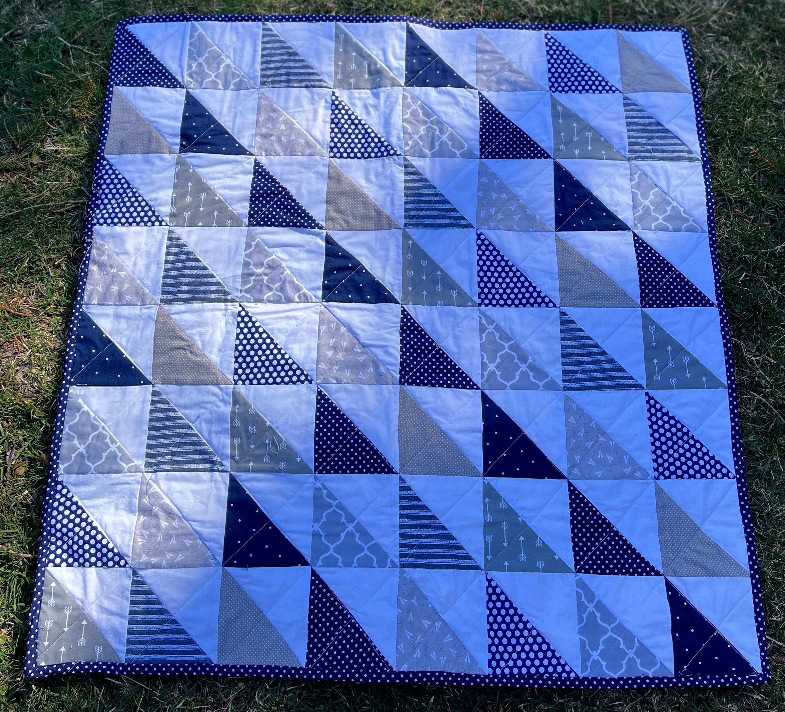 Modern Baby Boy Navy Blue and Gray Patchwork Quilt Modern Boy - Etsy