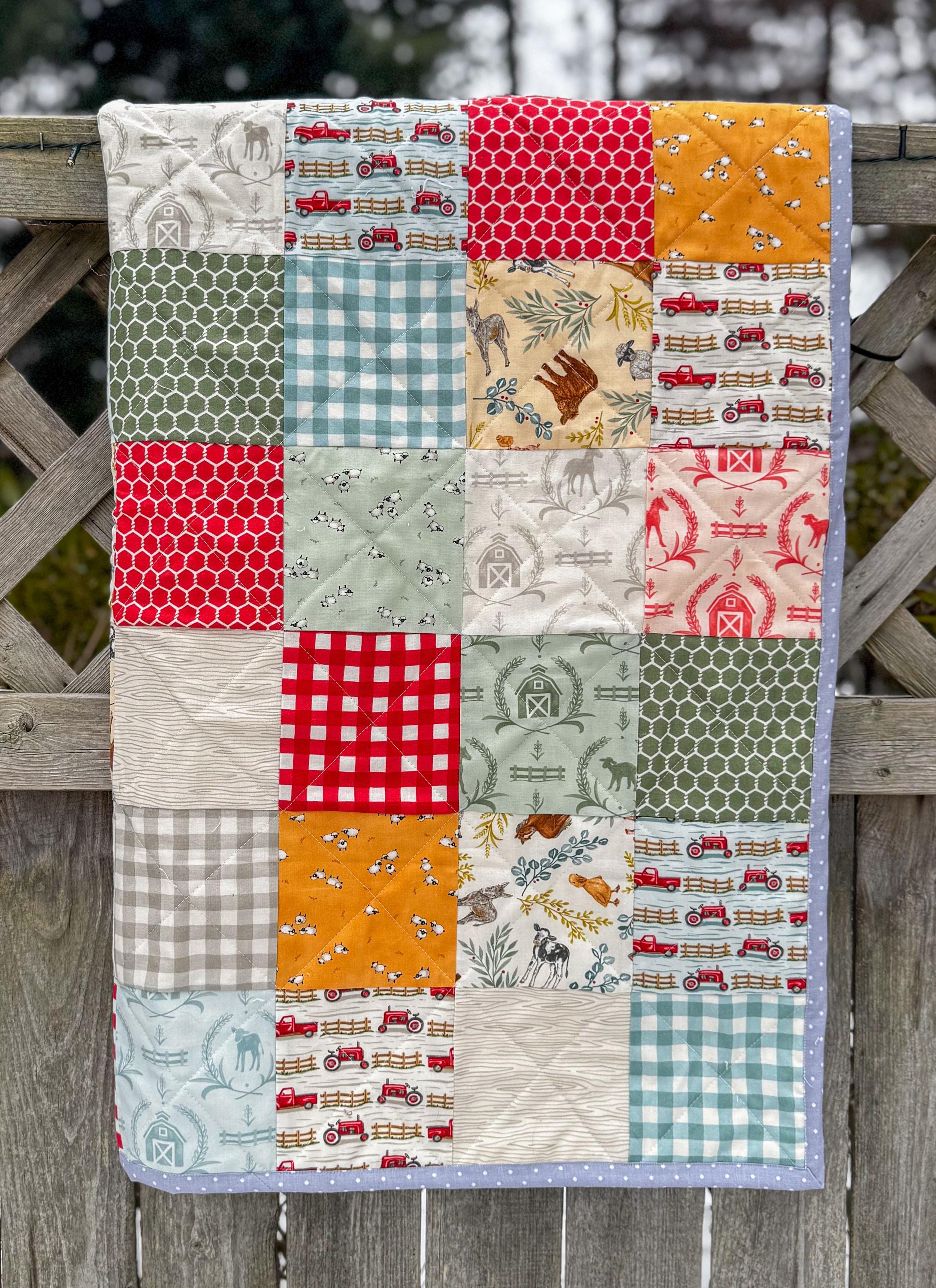 Baby Boy Farm Patchwork Quilt, Baby Farm Patchwork Quilt. Farm ...