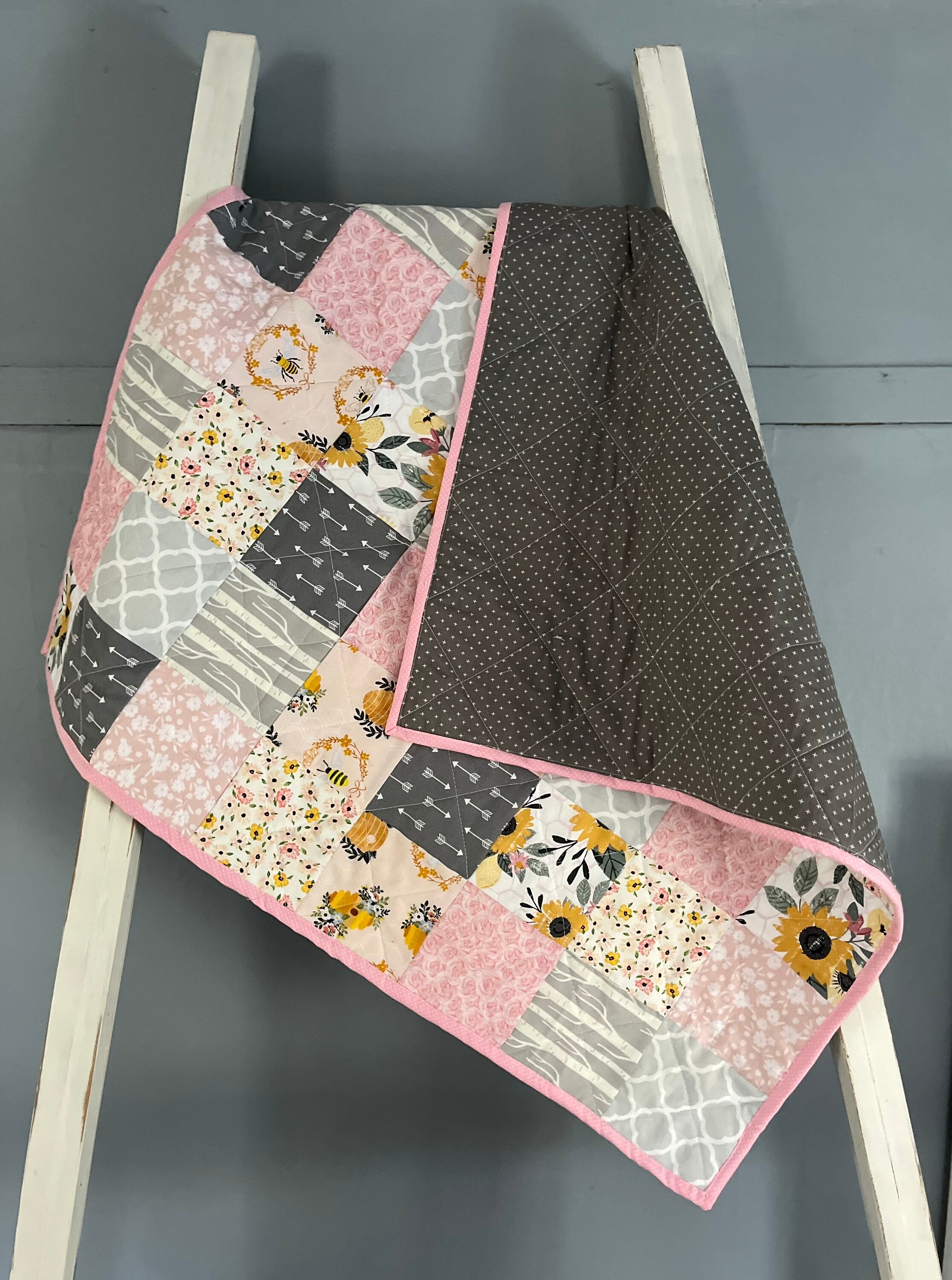 Modern Baby Girl Sunflower Patchwork Quilt Baby Girl - Etsy