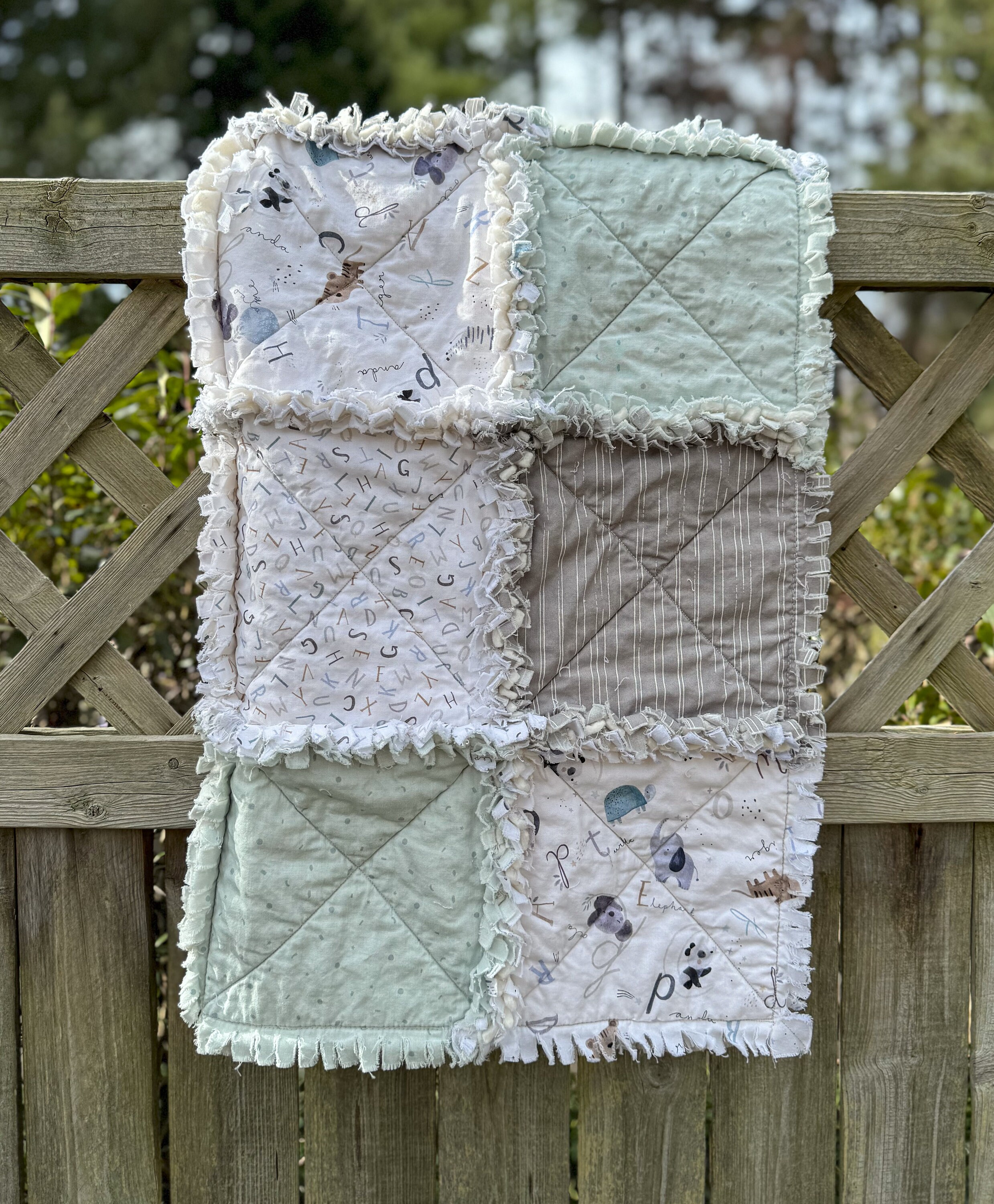 Baby Boy Zoo Animal Rag Quilt, Baby Boy Rag Quilt, Baby Boy Baby Quilt ...