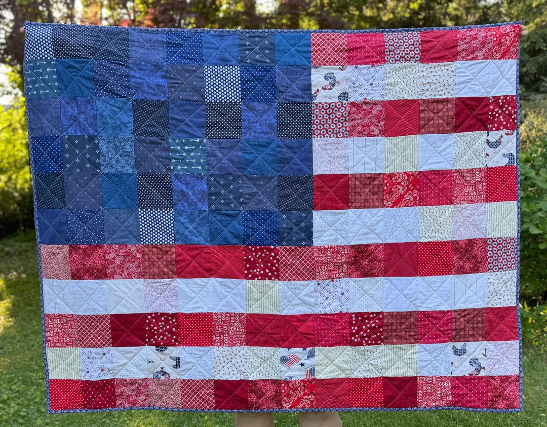Patriotic Flag Quilt, Patchwork Flag Quilt, American Flag Quilt, Flag ...
