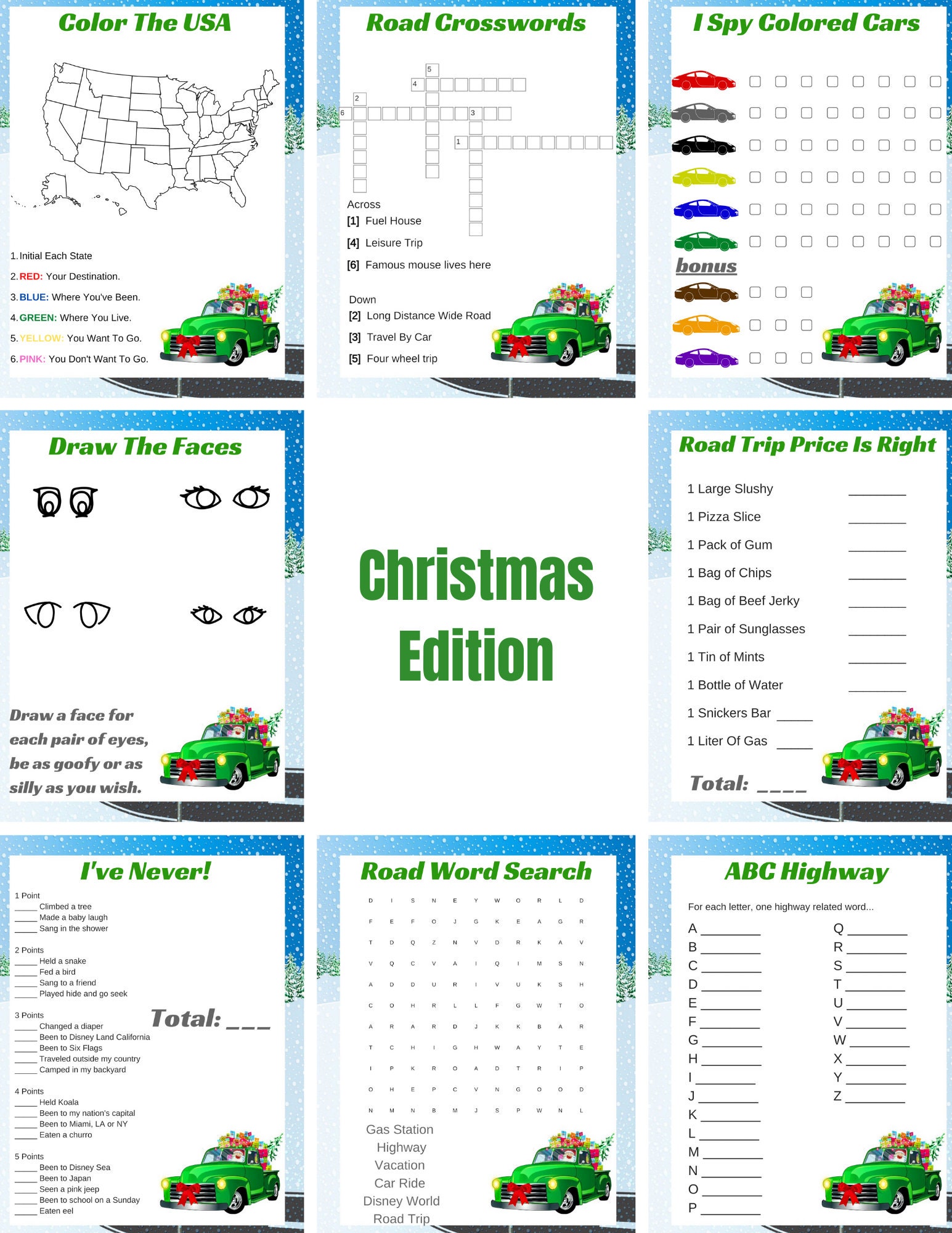 Road Trip Activity Pack for Kids - Christmas Edition - Etsy
