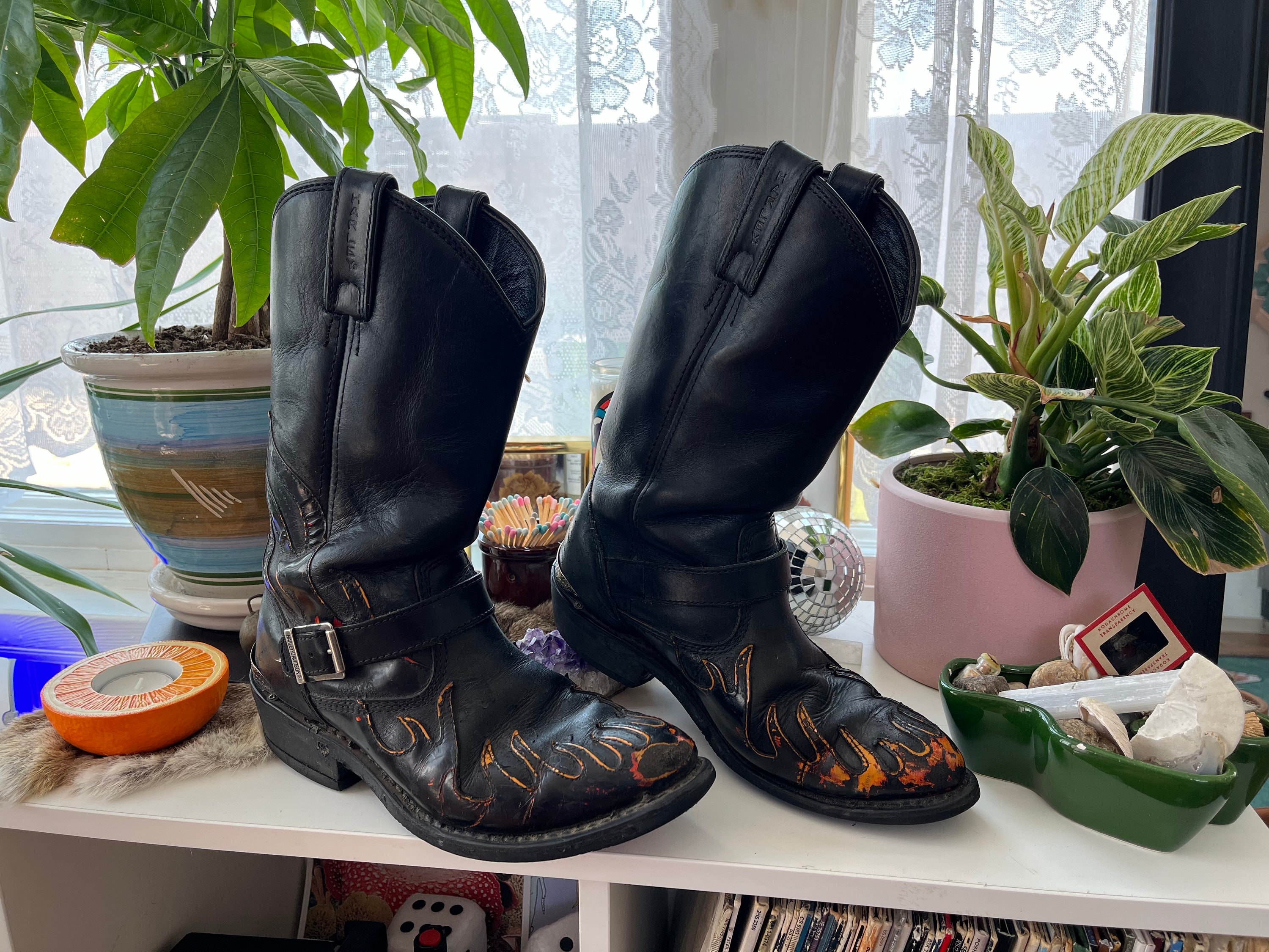 Vintage Harley Davidson Flame Cowboy Boots - Etsy