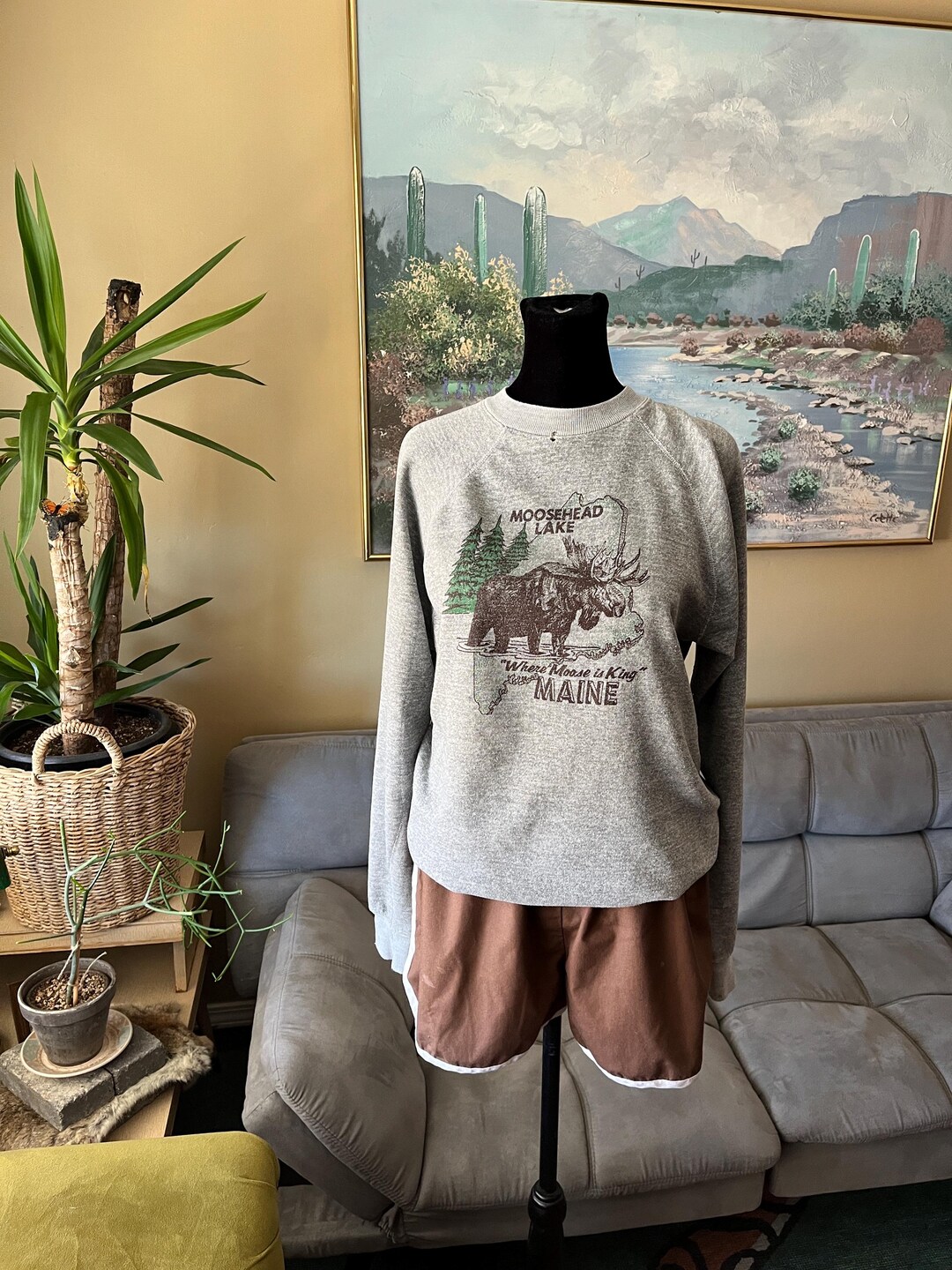 Vintage Moose Lake Maine Camping Nature Raglan Crew Neck Sweater - Etsy