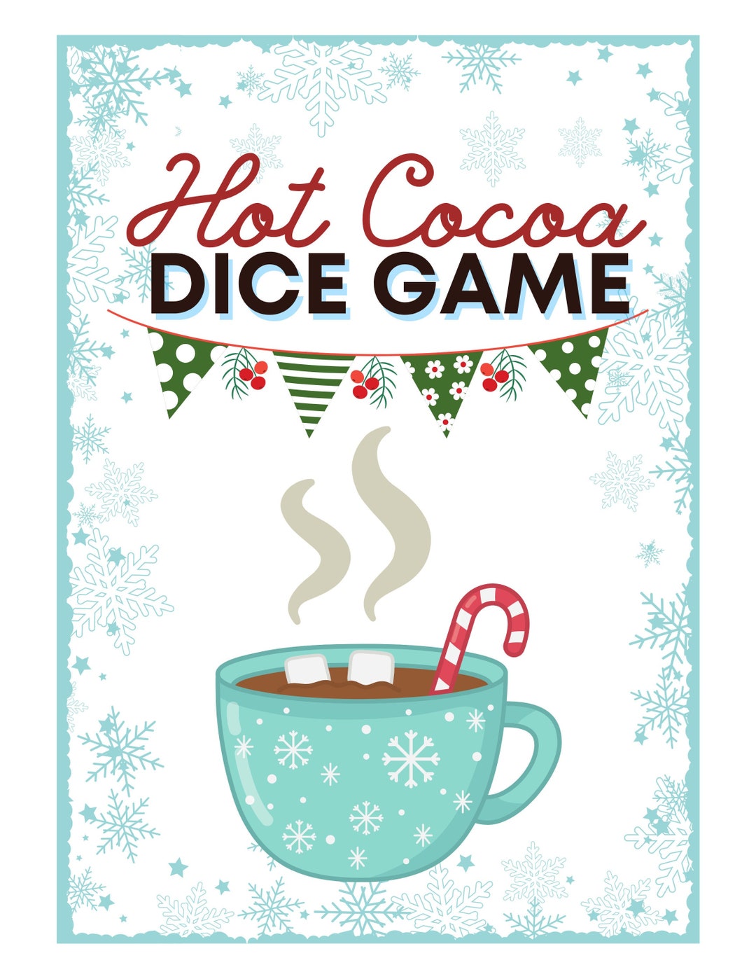 Christmas Dice Game, Printable Hot Cocoa Game - Etsy