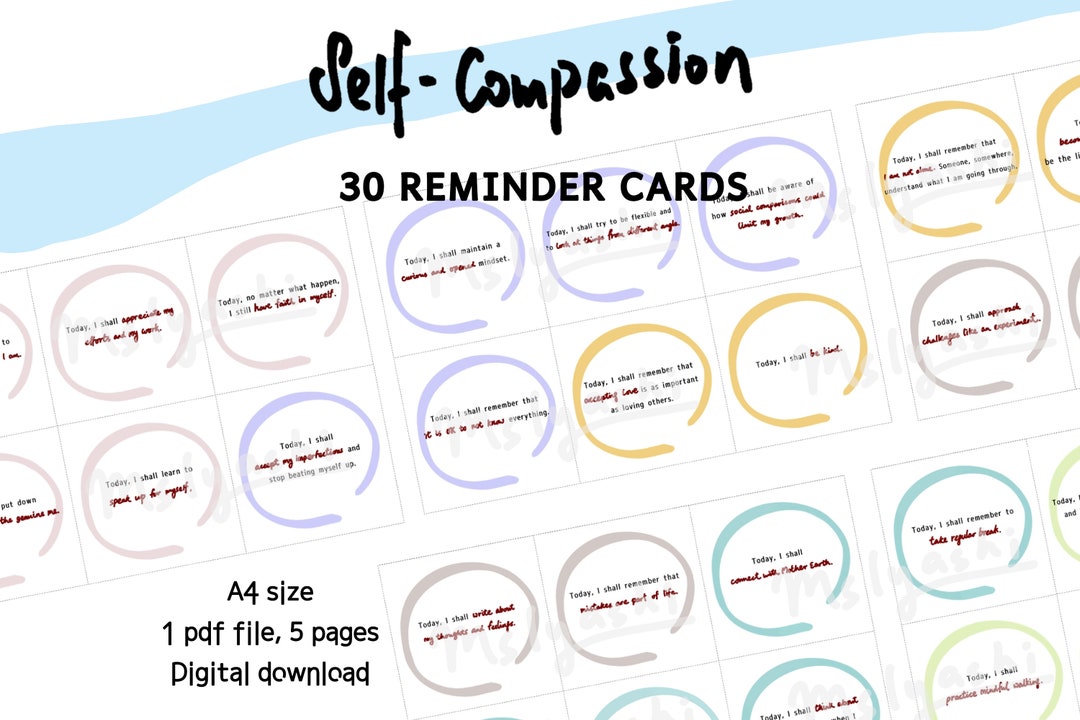 30 Self-compassion Reminder Cards Printable/ Affirmation Cards - Etsy