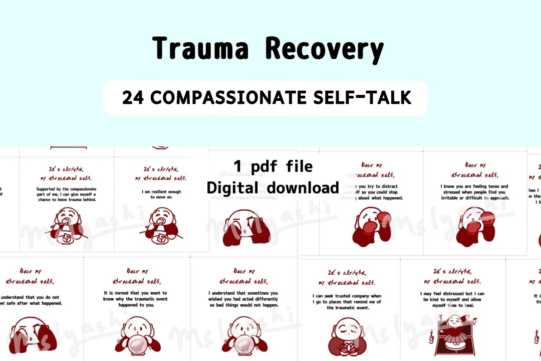 Trauma Recovery Coping Cards: Compassionate Self-talk (digital Download ...