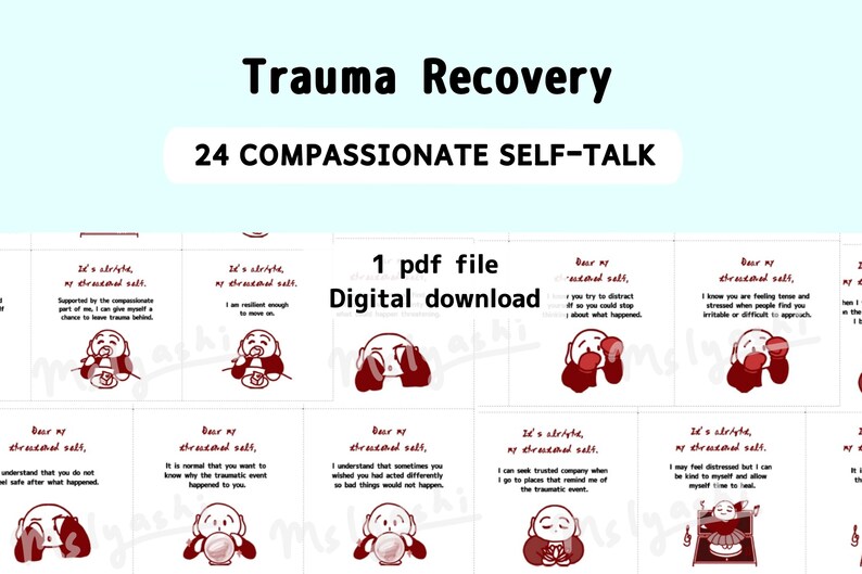 Trauma Recovery Coping Cards: Compassionate Self-talk (digital Download ...