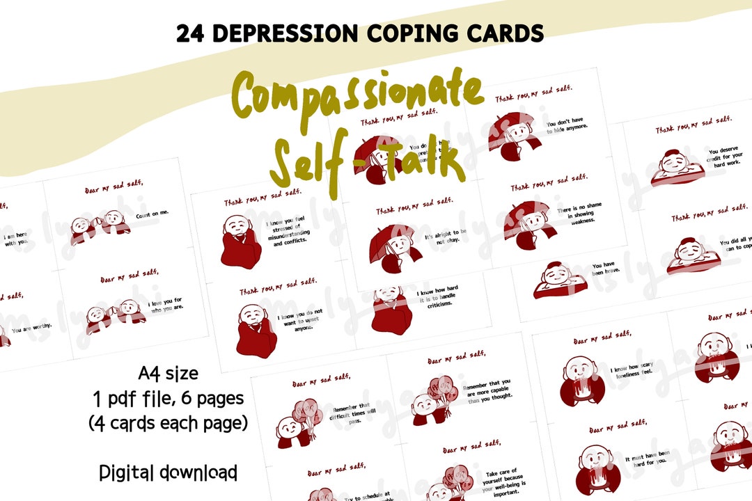 24 Depression Coping Cards Printable/ Coping Cards Digital Download ...