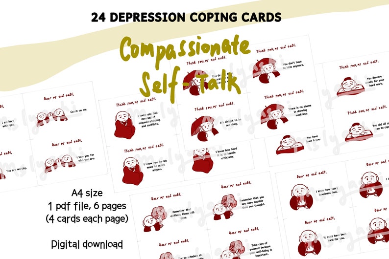 24 Depression Coping Cards Printable/ Coping Cards Digital Download ...