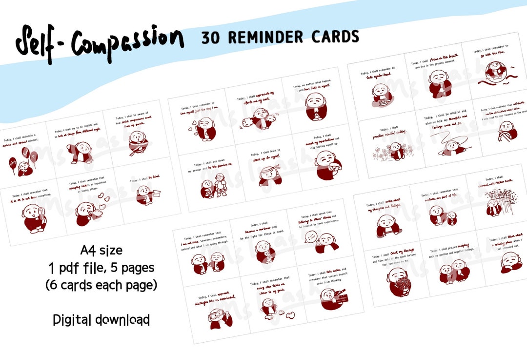 30 Self-compassion Reminder Cards Printable/ Affirmation Cards - Etsy