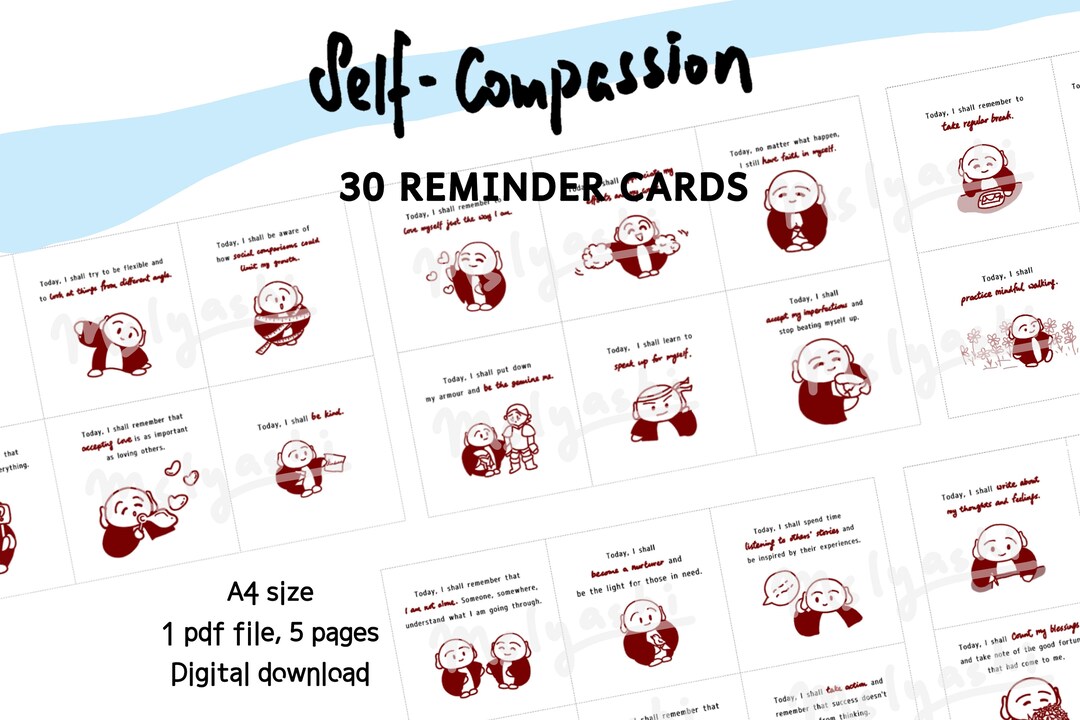 30 Self-compassion Reminder Cards Printable/ Affirmation Cards - Etsy