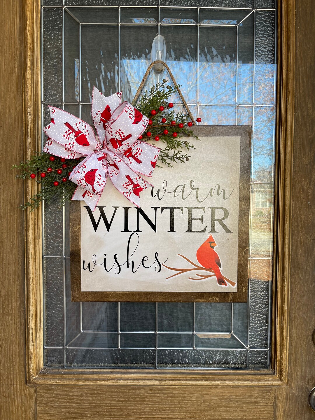 Winter Front Door Decor, Warm Winter Wishes, Cardinal Decor, Winter ...