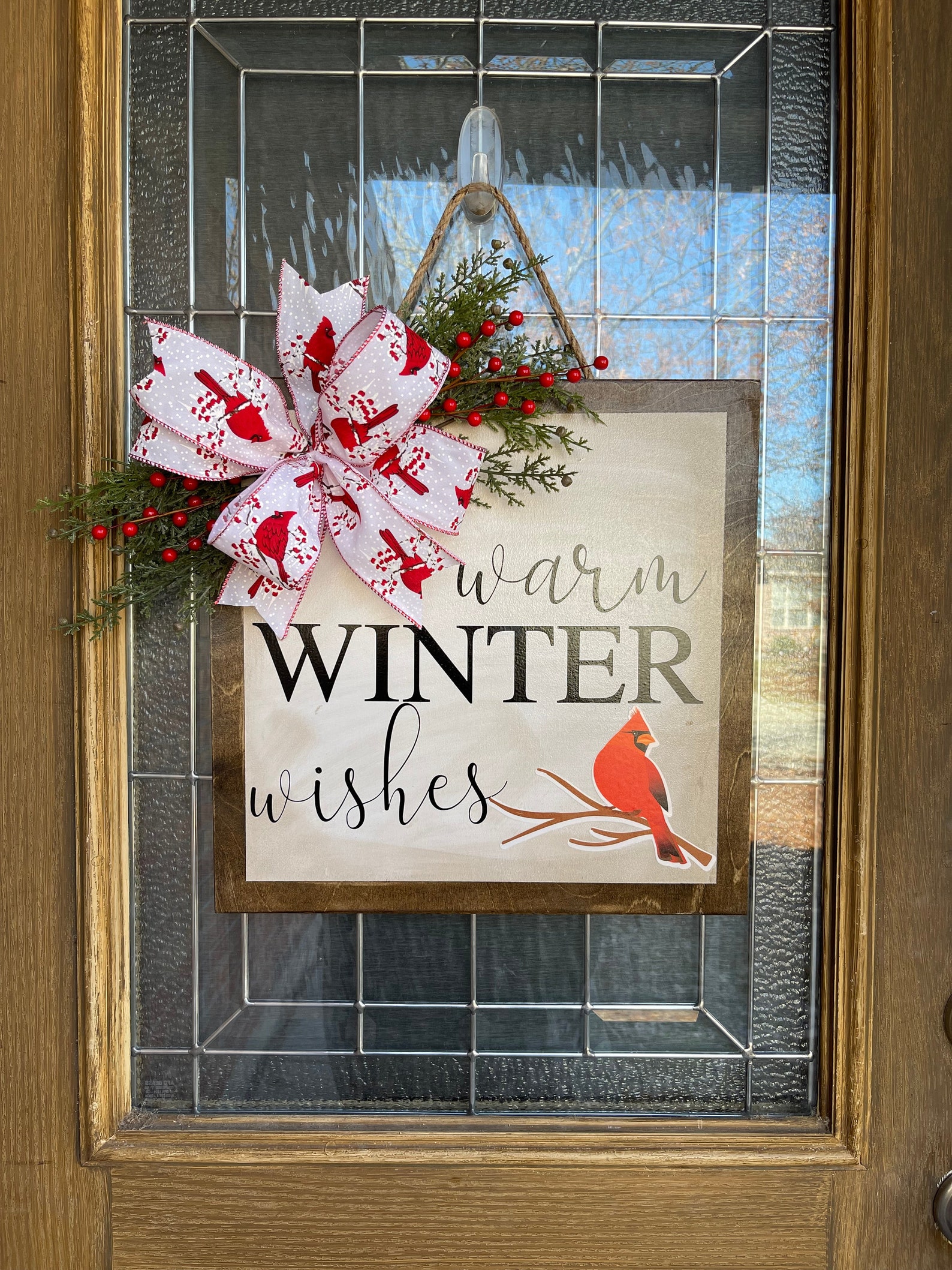 Winter Front Door Decor, Warm Winter Wishes, Cardinal Decor, Winter ...