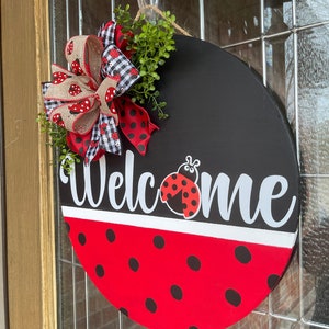 Ladybug Door Hanger, Spring Door Hanger, Ladybug Wreath, Ladybug Decor ...