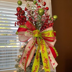 Whimsical Christmas Tree Topper, Red and Green Christmas Tree Topper ...