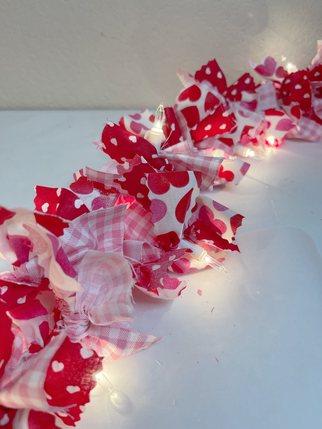 Valentines Lighted Garland, Valentine Garland, Rag Garland, Stairway ...