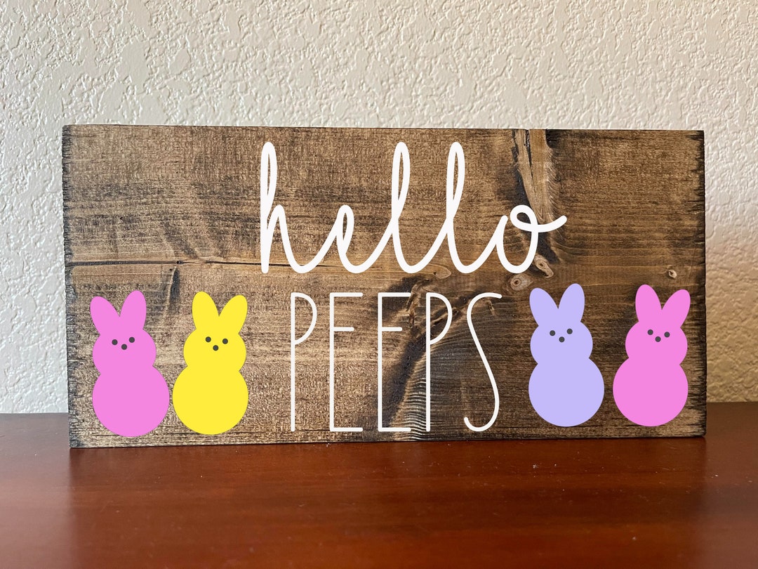 Easter Wood Sign, Hello Peeps Sign, Easter Wreath, Easter Decor, Hello ...