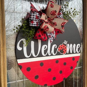 Ladybug Door Hanger, Spring Door Hanger, Ladybug Wreath, Ladybug Decor ...