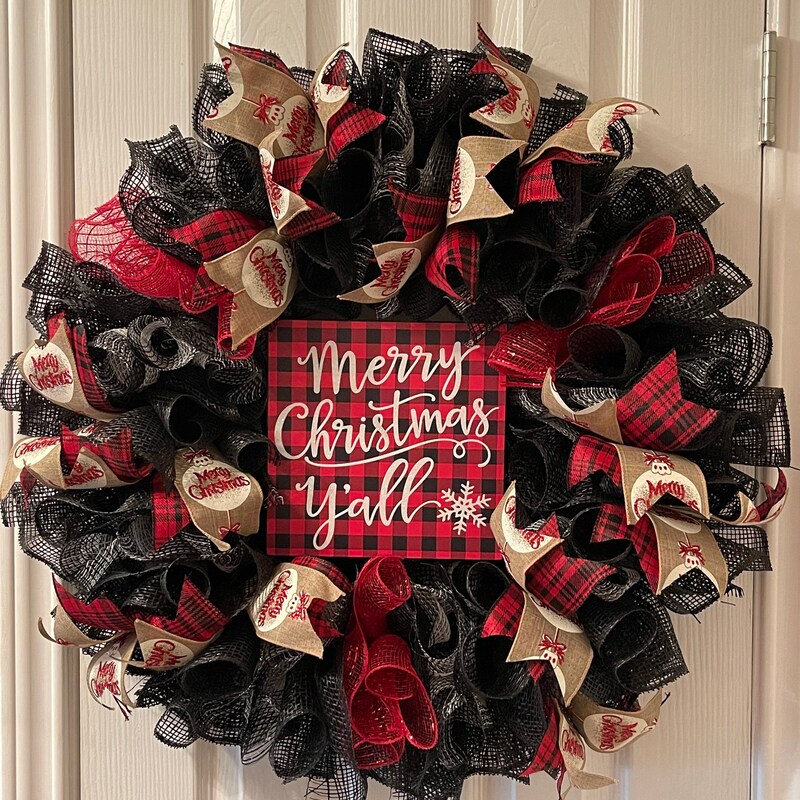 Red Buffalo Plaid Wreath - Etsy