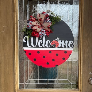 Ladybug Door Hanger, Spring Door Hanger, Ladybug Wreath, Ladybug Decor ...