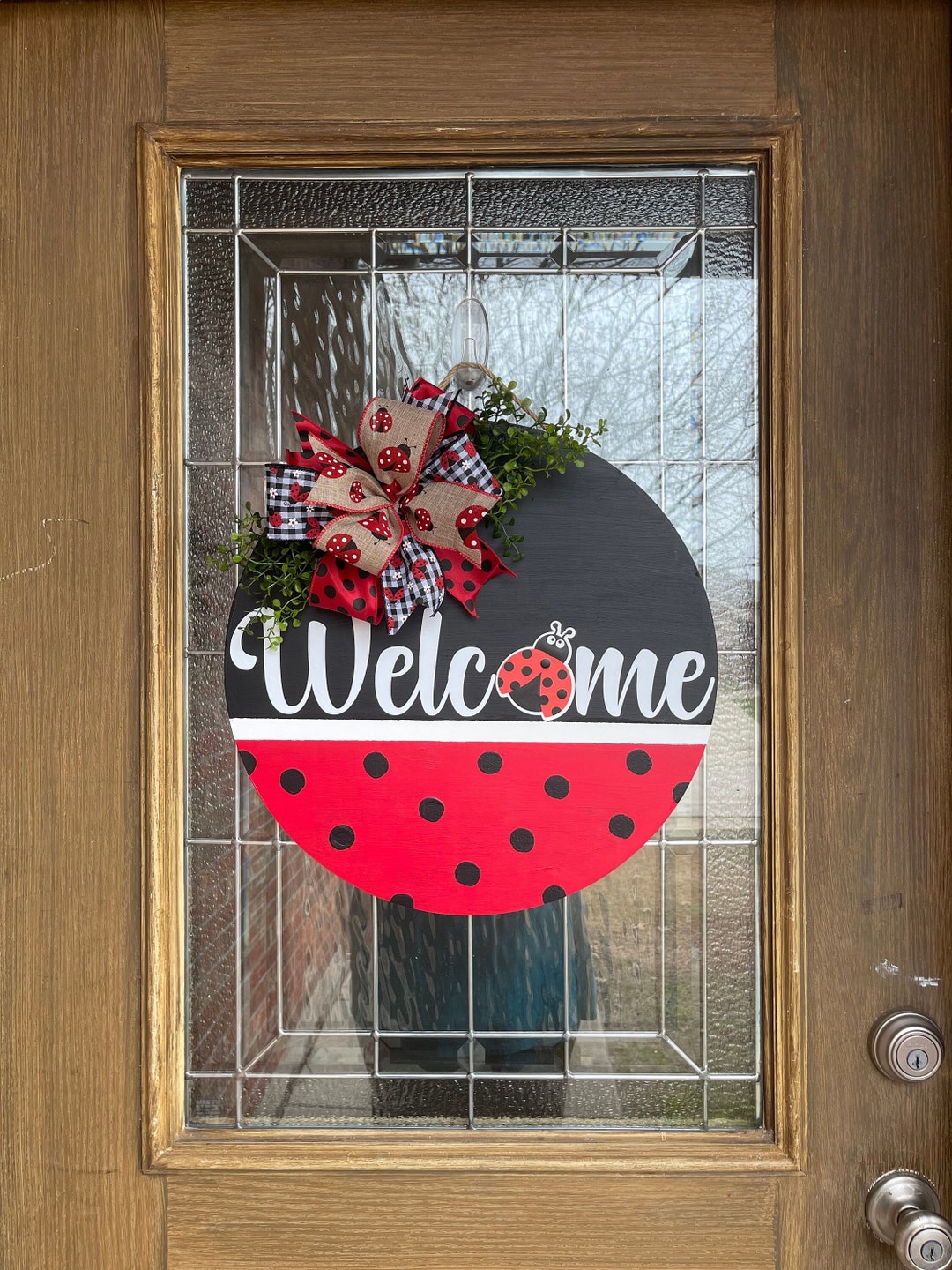 Ladybug Door Hanger, Spring Door Hanger, Ladybug Wreath, Ladybug Decor ...