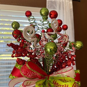 Whimsical Christmas Tree Topper, Red and Green Christmas Tree Topper ...