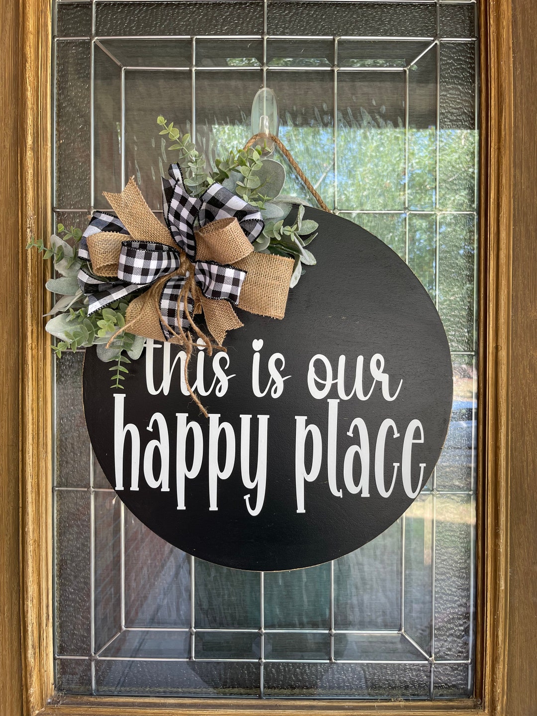 Front Door Decor, This is Our Happy Place Sign, Front Door Wreath ...